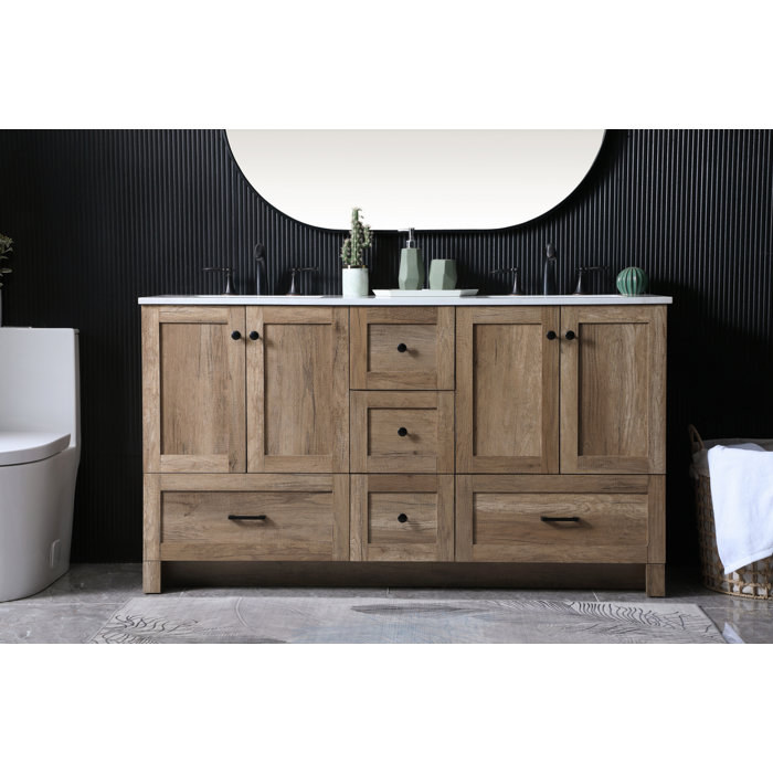 Lark Manor Ensemble de meuble-lavabo double 60 po avec plateau en marbre Amely et Commentaires ...